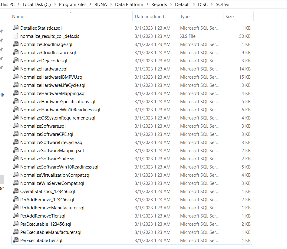 SQL queries for the csv files in the Results folder in Data Platform
