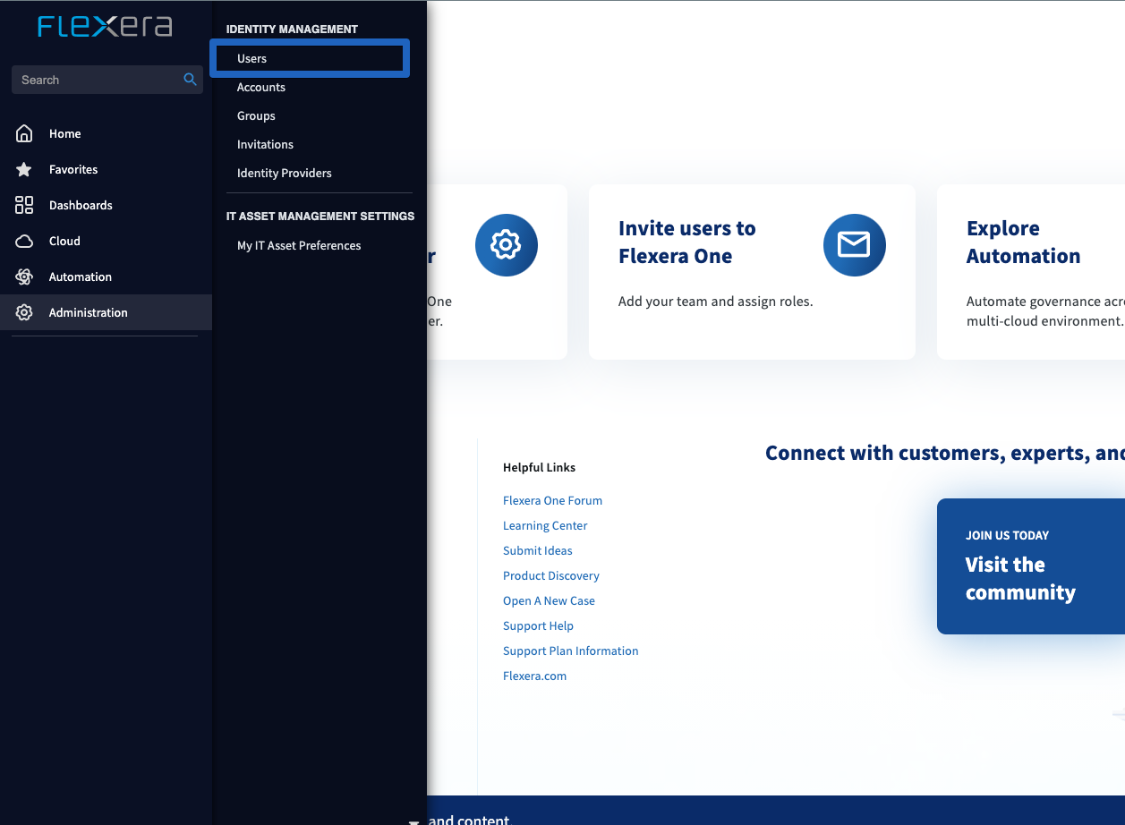 How can I create an account within Flexera One?