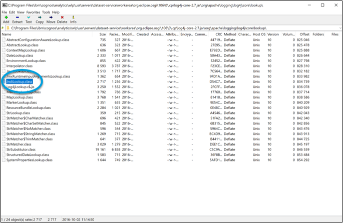 Flexera Analytics (Cognos) mitigation for Apache Log4j 2 vulnerability CVE-2021-44228