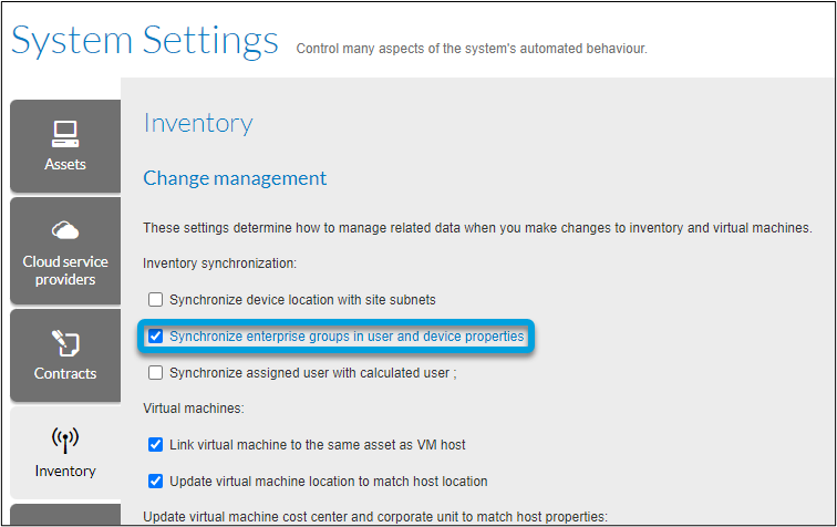 Using the Synchronize enterprise groups in user and device properties ...