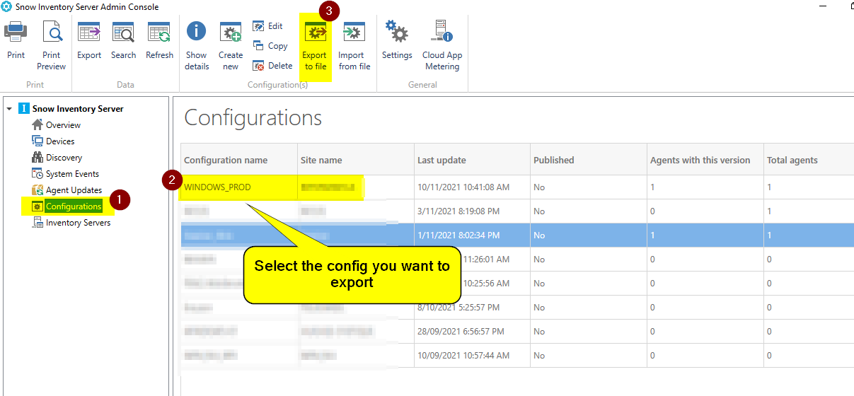 How to: Export the snowagent configuration