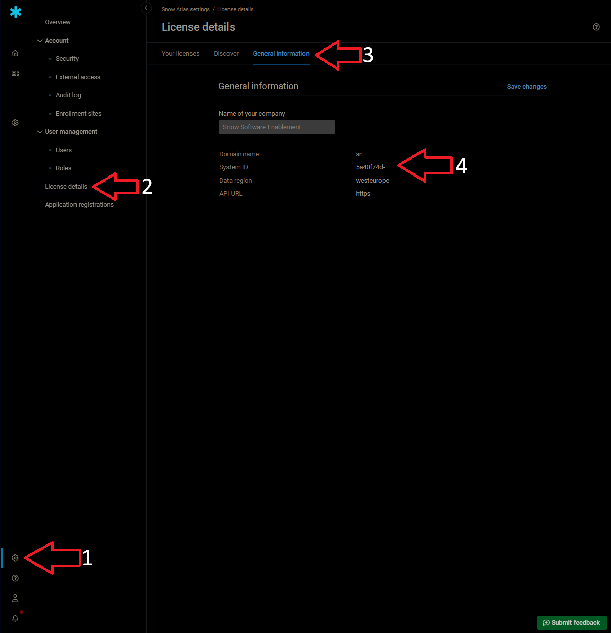 How to locate the TenantID / SystemID in Snow Atlas