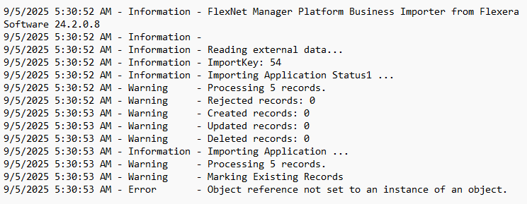 "Object reference not set to an instance of an object." when importing ...